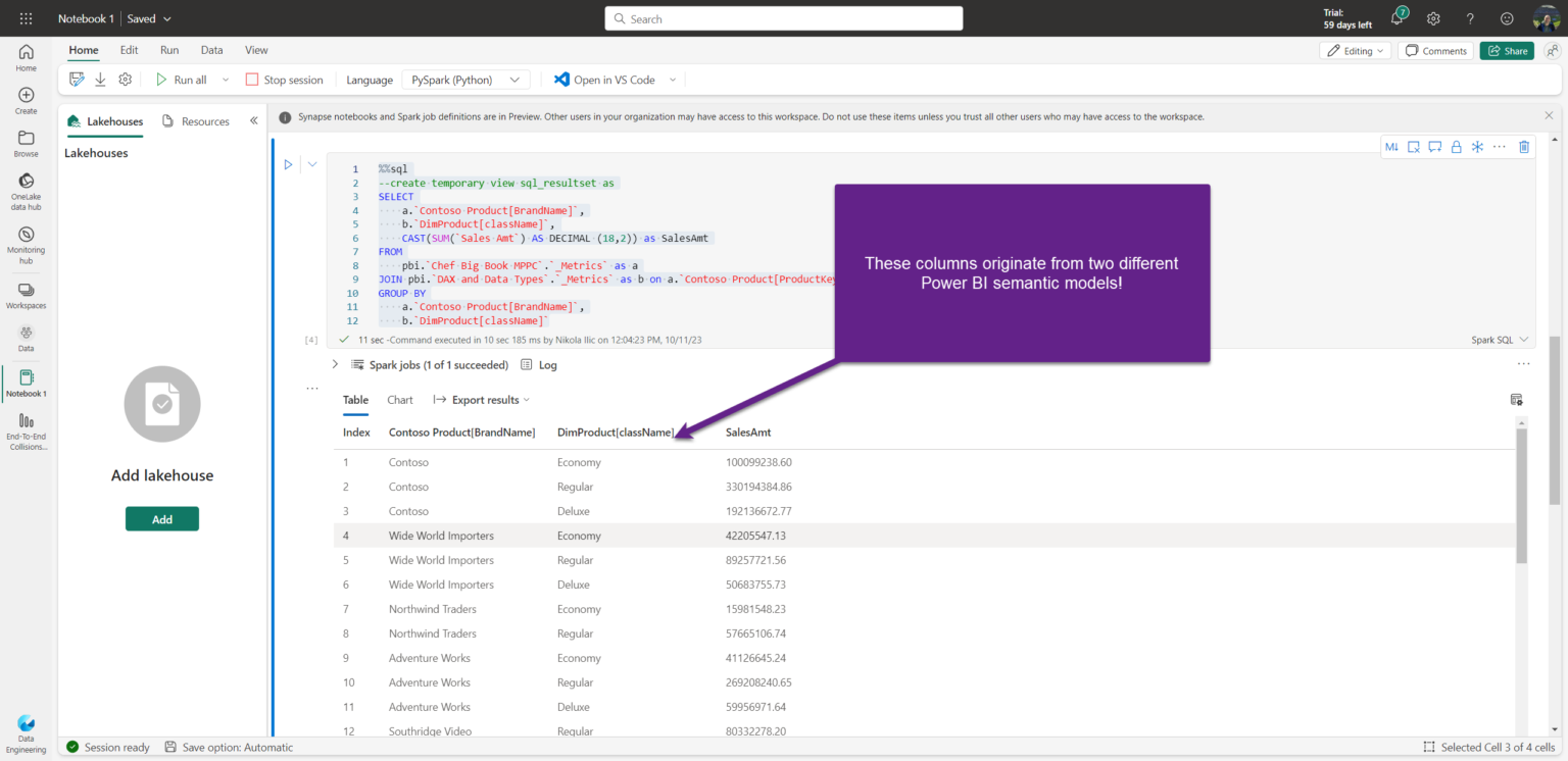 Augmenting Gold Layer with Semantic Link and SparkSQL in Microsoft ...